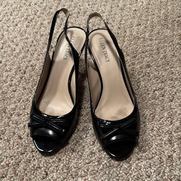Ellen Tracy | Shoes | Ellen Tracy Black Patent Leather Slingback Heels ...